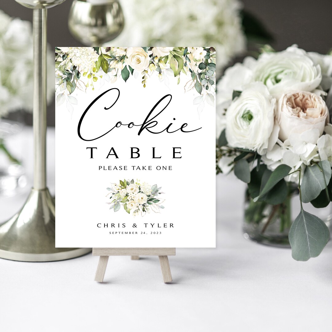 Greenery Cookie Table Sign | Sweet Table Sign | Personalized | Favors ...