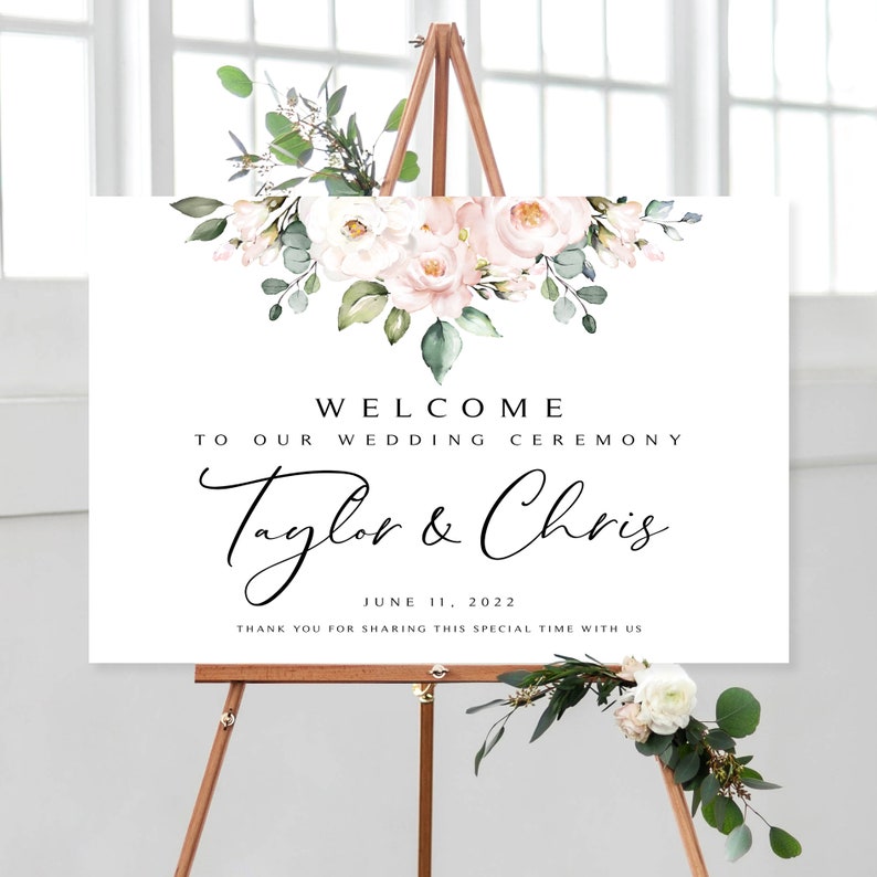 Pink Floral Wedding Templates Bundle Wedding Day Signs - Etsy
