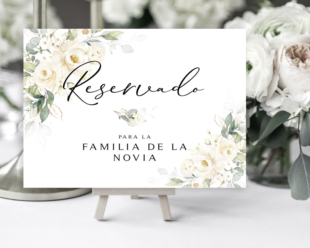 Greenery Reservado Signs | 5 X 7 | Novio Y Novia | Cream Roses | White ...