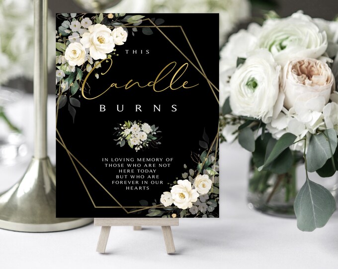 In Loving Memory Sign: Cream & White Roses (digital Download) - Etsy