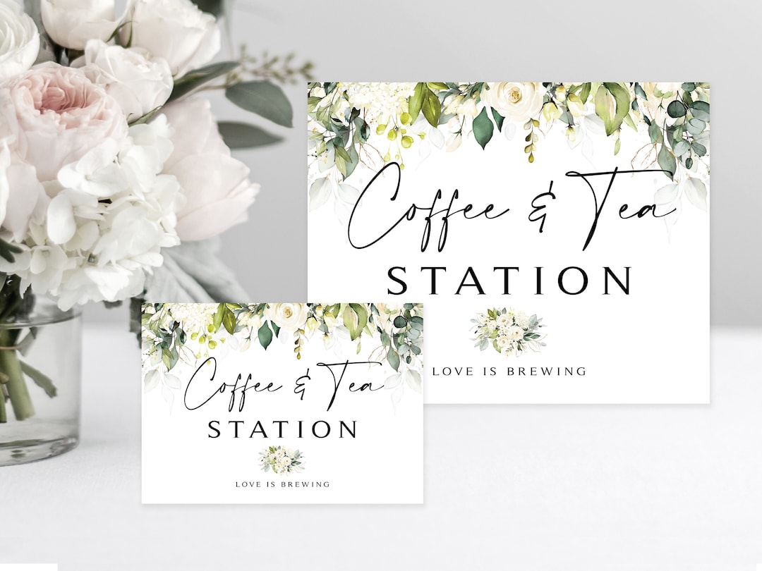 Greenery Coffee and Tea Station Sign: Floral Printable (instant ...