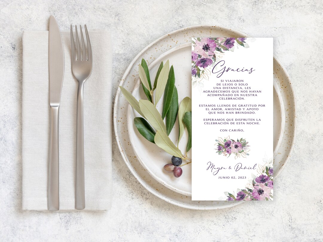 Purple Floral Gracias Sign: Spanish Thank You (DIY Printable) - Etsy