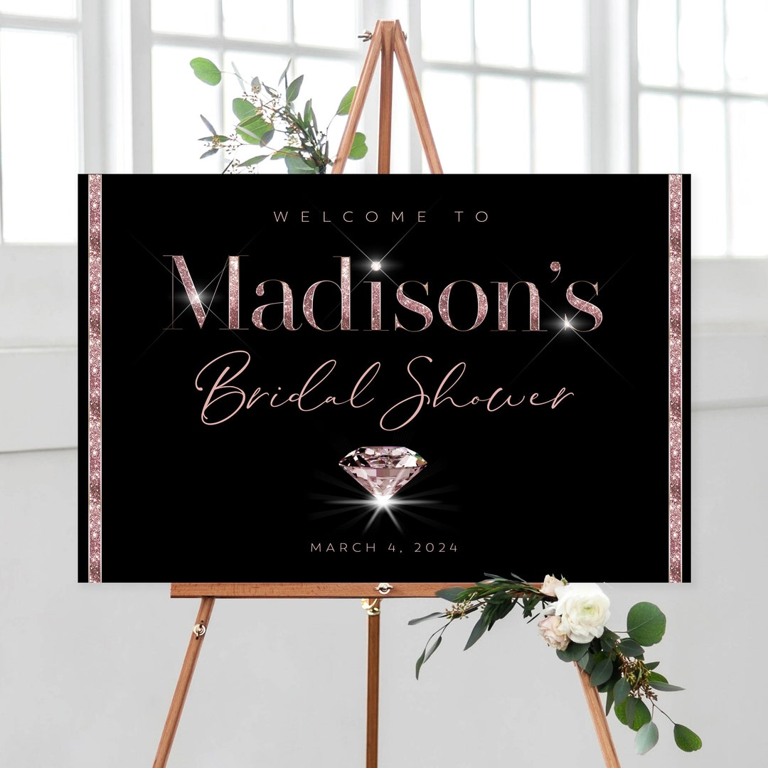 Black and Rose Gold Glam Bridal Shower Welcome Sign and Bonus Printable ...