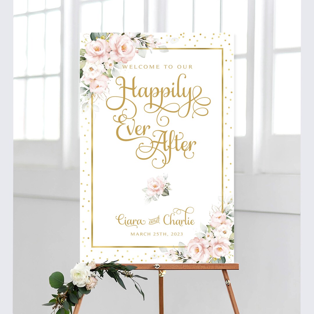 Welcome to Our Happily Ever After Sign Personalized Custom Sign Wedding ...