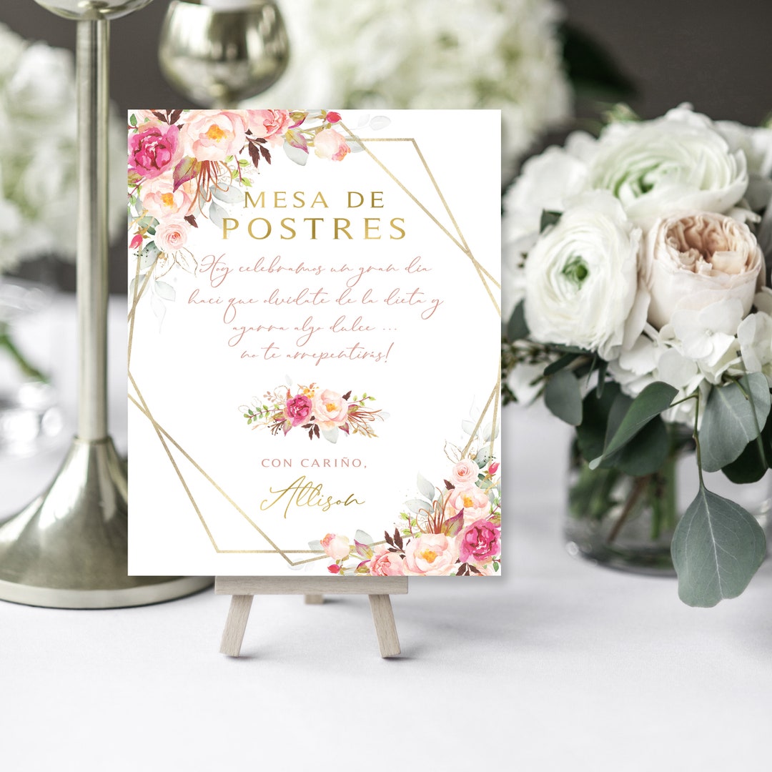 Personalized Sweet Table Sign: Pink Floral Dessert Table (DIY Printable ...