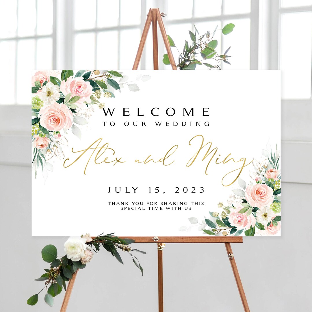 Pink Floral Wedding Welcome Sign Welcome Poster and Bonus Printable ...