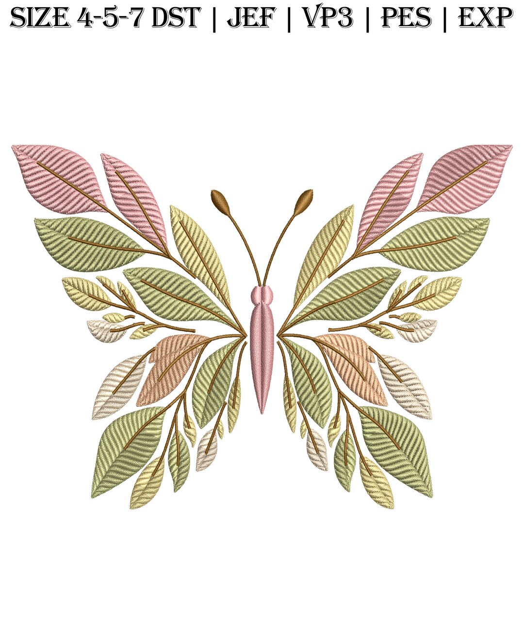 Floral Butterfly Wings Embroidery PNG Boho Insect Folk Art Machine ...
