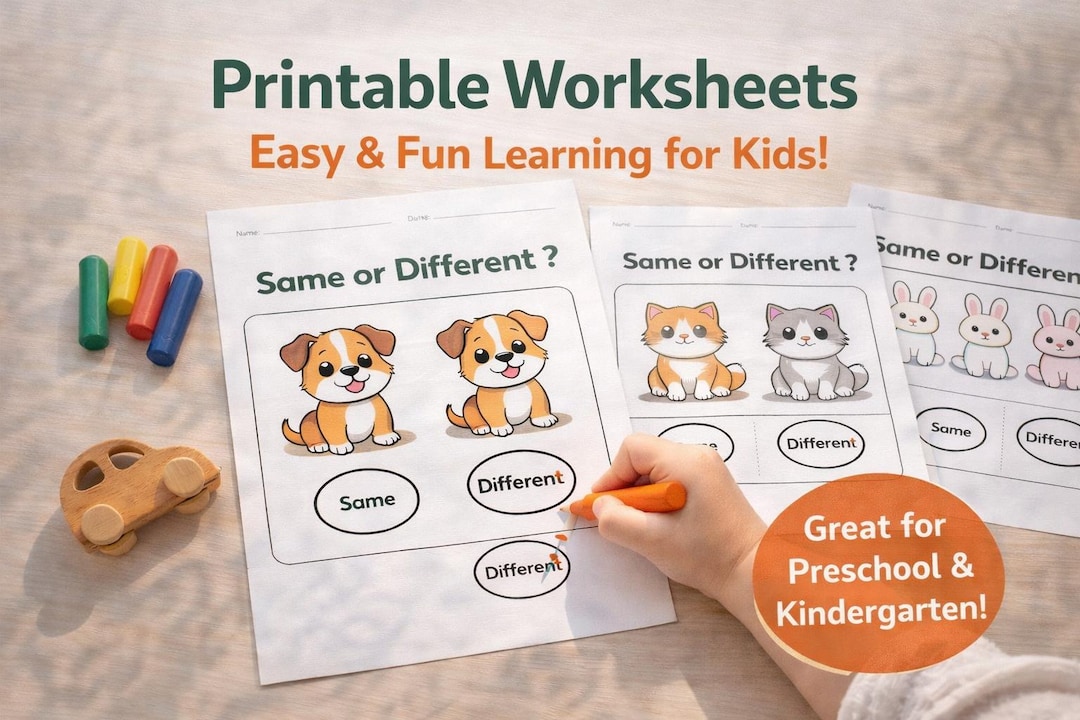 Same or Different? Animals Visual Attention Pack | Preschool Printable ...