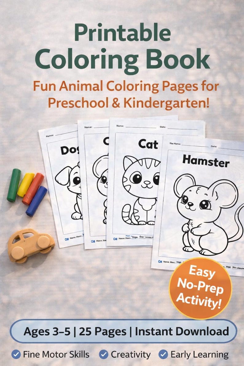 Animals Coloring Book for Preschool Kids | Printable Coloring Pages ...
