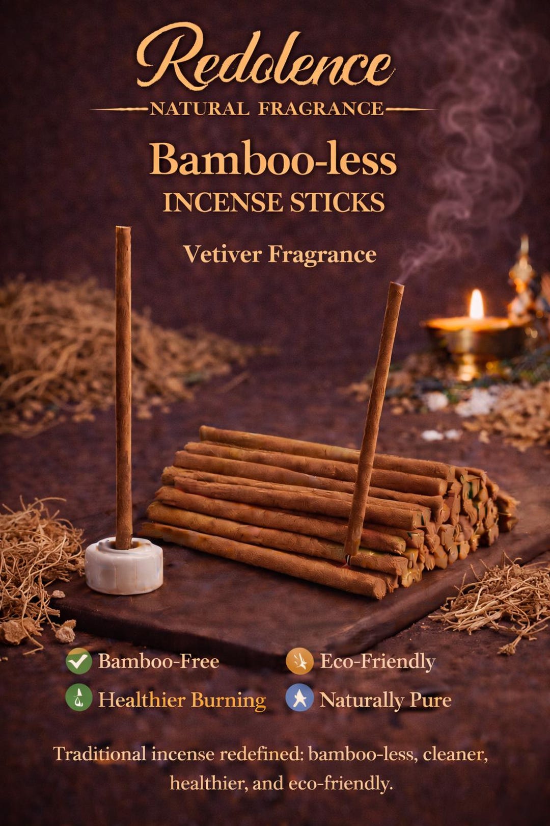 Vetiver Incense Sticks | Bamboo-less, Earthy Aroma, Redolence - Etsy