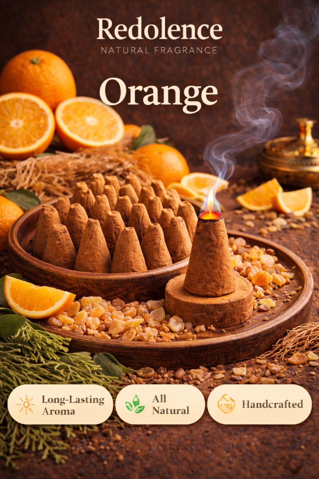 Redolence Orange Dhoop Cones | Natural Citrus Incense | Handcrafted ...