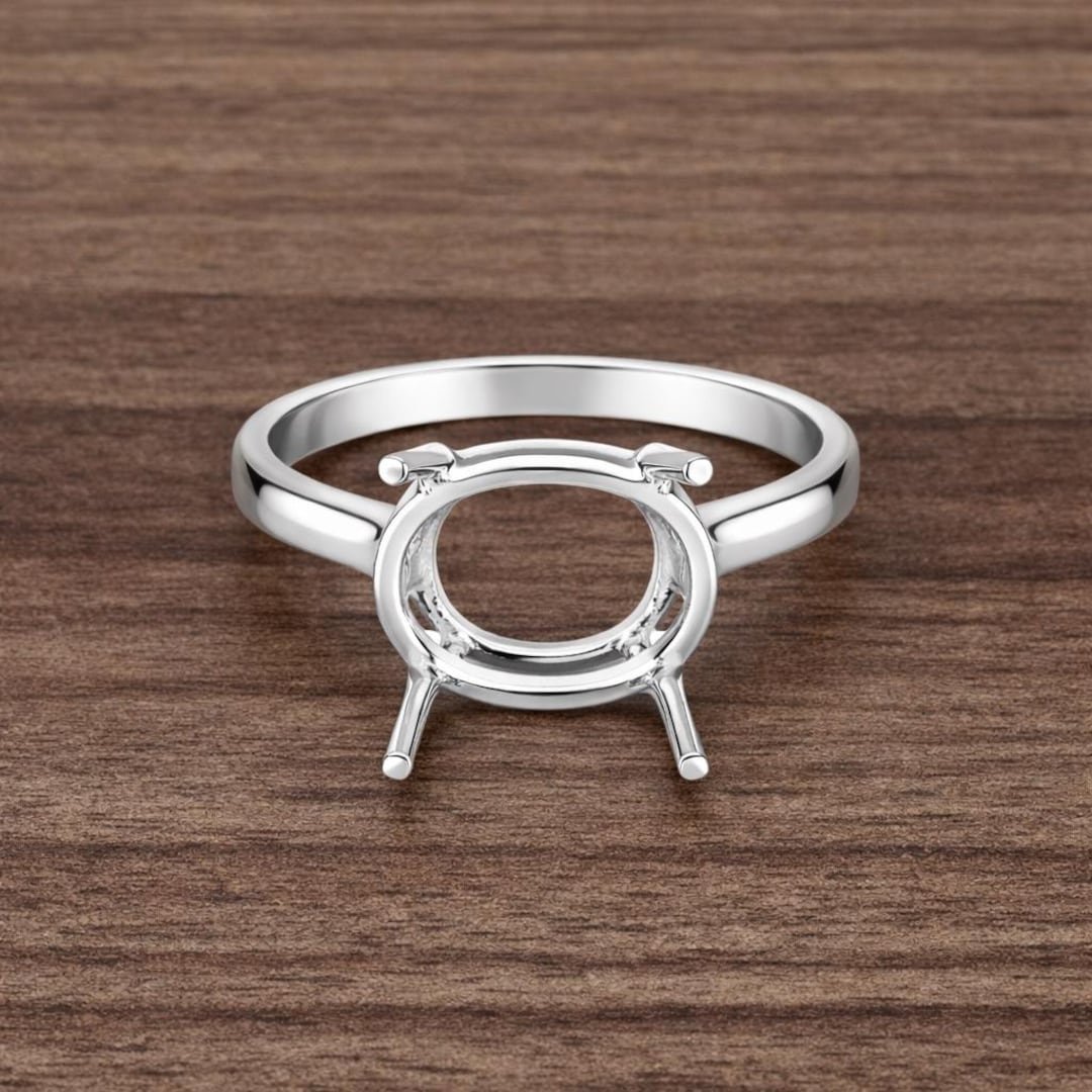 Oval Ring Blank 925 Sterling Silver Semi Mount Solitaire Engagement ...