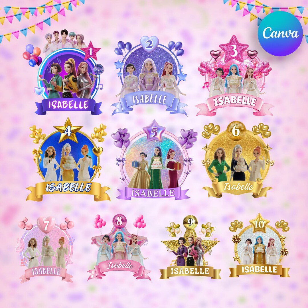 Kpop Cake Topper Bundle Canva Template, Editable Kpop Birthday Cake ...