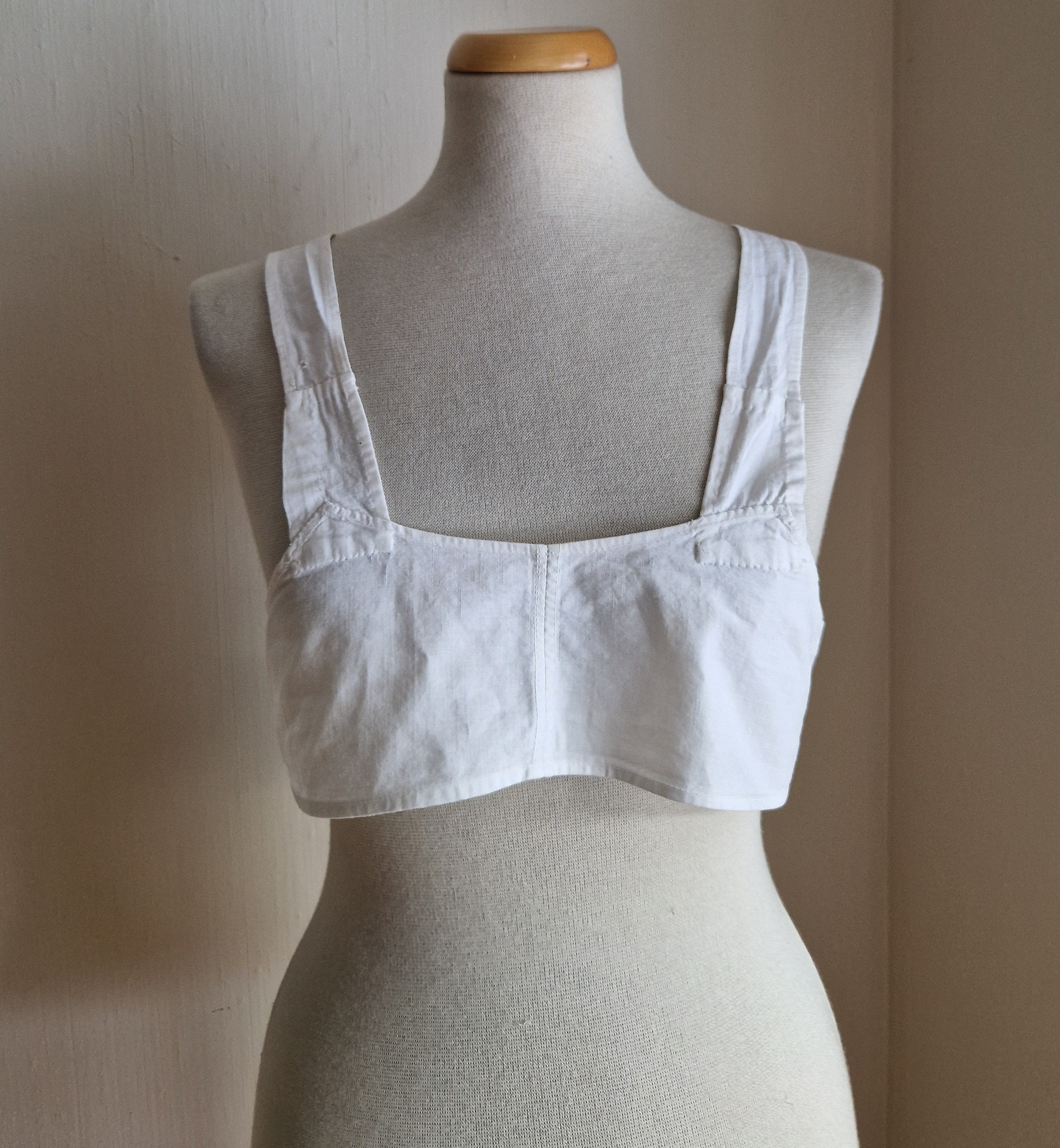 Antique White Cotton Camisole Bralette Bra Dress Fragment Handmade - Etsy