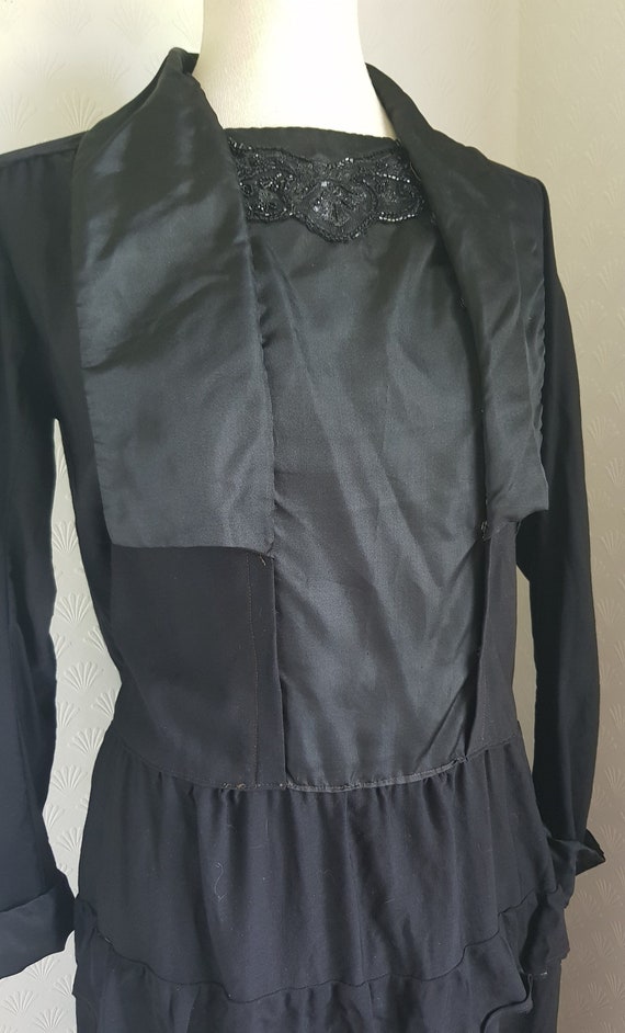 Antique Edwardian 20s Black Mourning Beaded Dress Large - Etsy