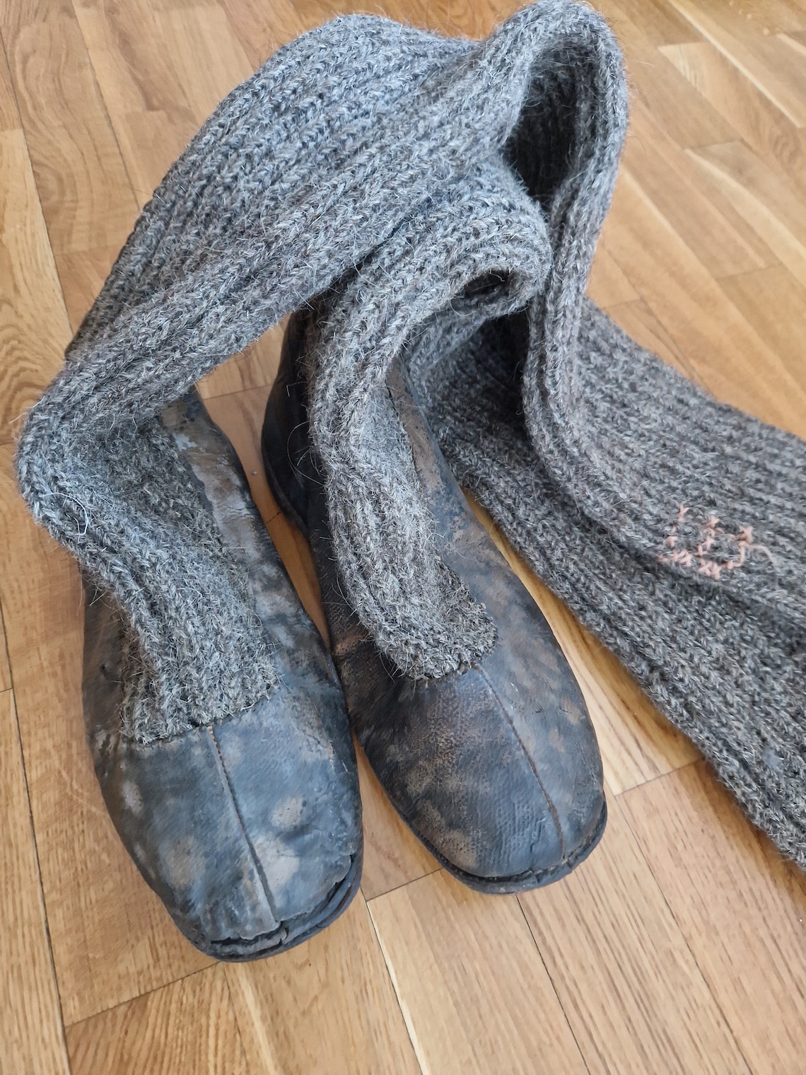 Antique Rare Norwegian Sleigh Boots Rare Shoes Wool Winter 1800s 19th ...