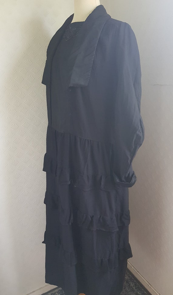 Antique Edwardian 20s Black Mourning Beaded Dress Lar… - Gem