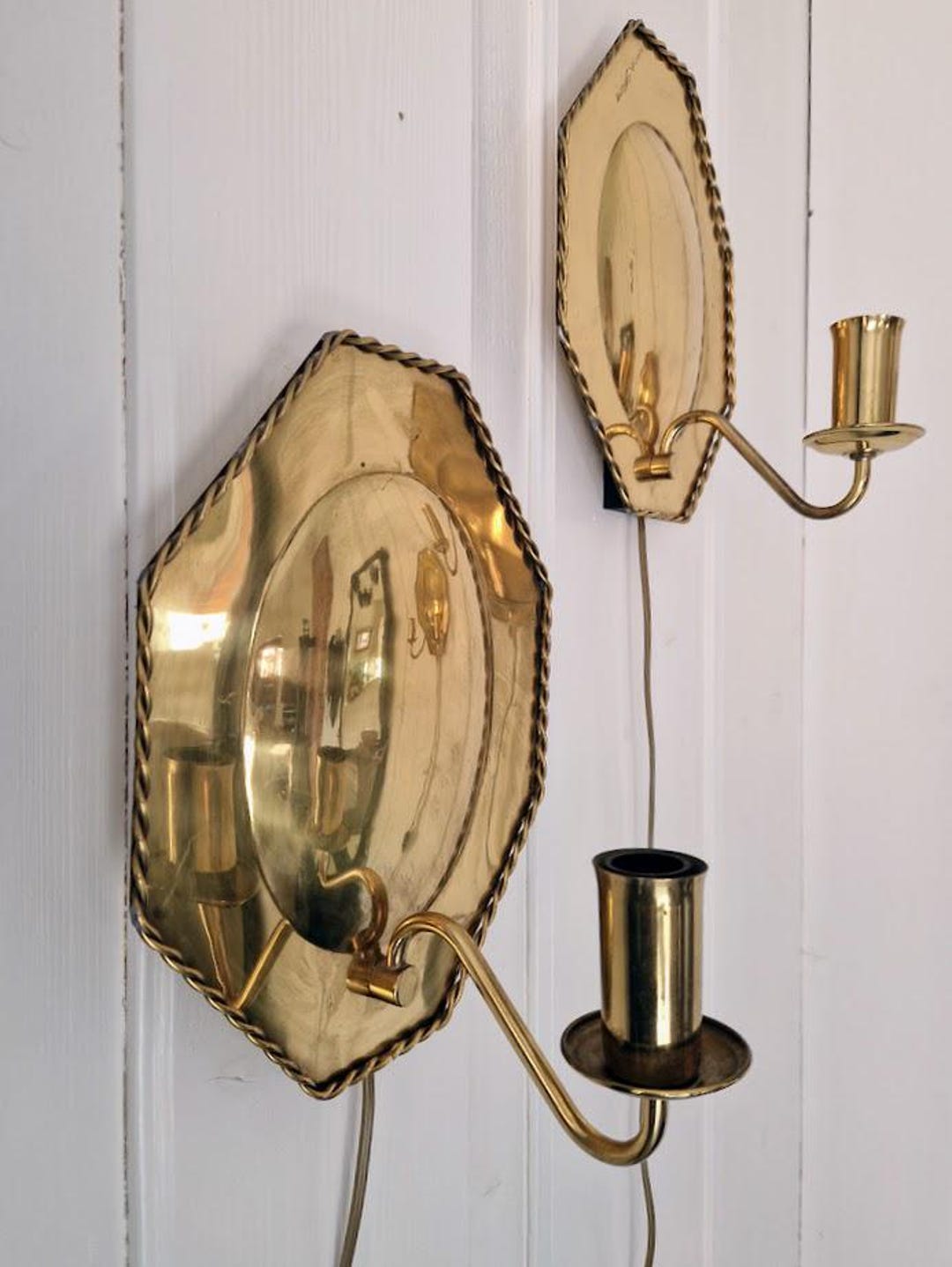 Scandinavian Set of 3 Mid Century 70s Bison Brass Metal Light Shield ...