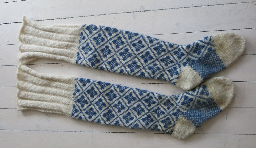 Antique Traditional Pattern Norwegian Woolen Stockings Socks Handmade ...