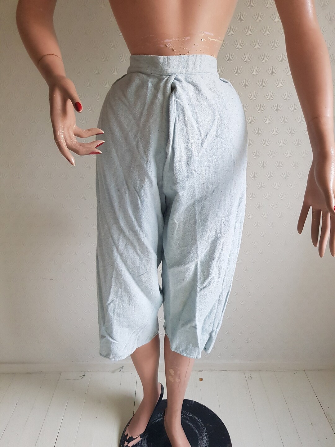 Antique Edwardian 20s Blue Flannel Cotton Underpants Bloomers Drawers ...