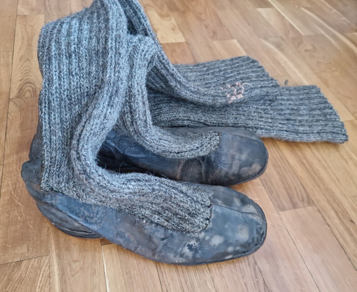 Antique Rare Norwegian Sleigh Boots Rare Shoes Wool Winter 1800s 19th ...