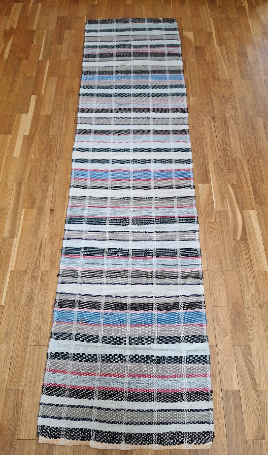 Long Scandinavian Hand Woven Rag Rug Runner Carpet Norwegian Farmhouse ...