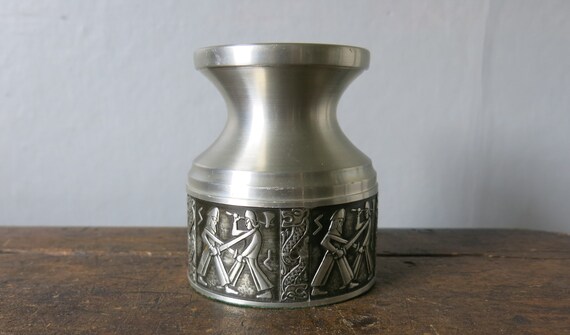 Scandinavian Engraved Pewter Candlestick Norwegian Candlestick with ...