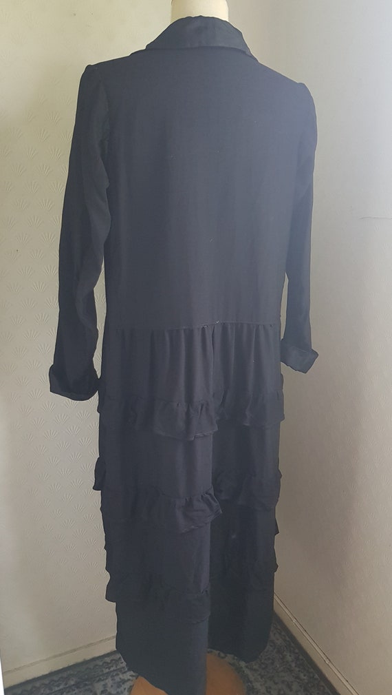 Antique Edwardian 20s Black Mourning Beaded Dress Lar… - Gem