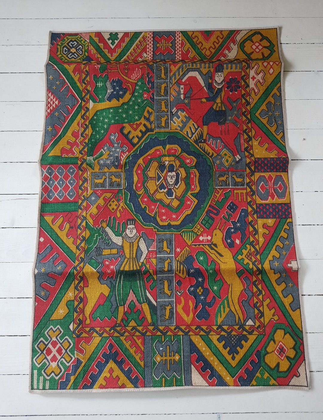 Tapestry Norwegian Medieval Printed Motif Scandinavian Antique Style ...