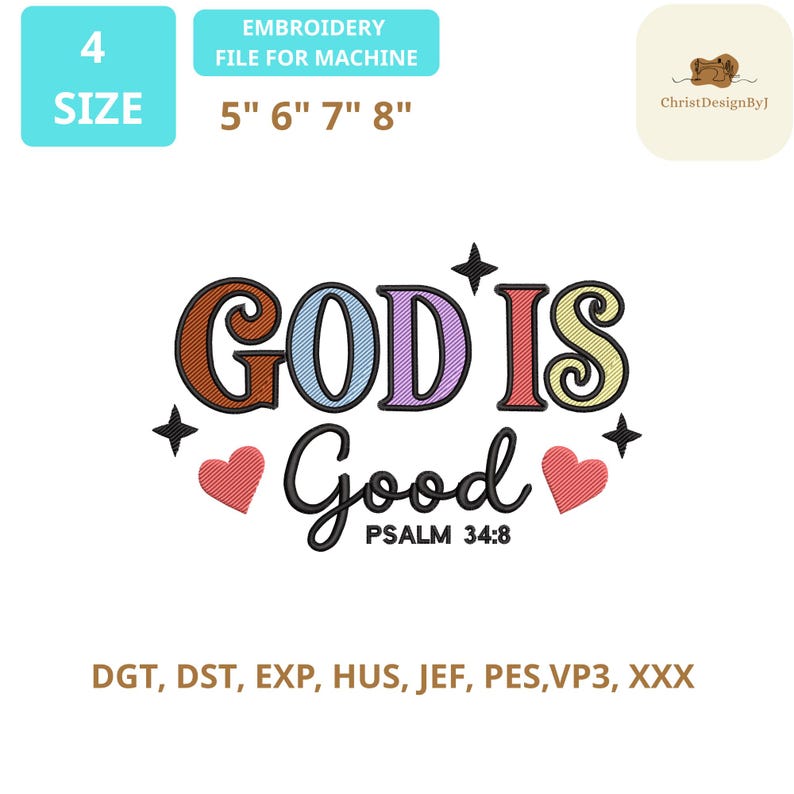 God is Good Embroidery Design, Bible Verse Machine Embroidery File ...