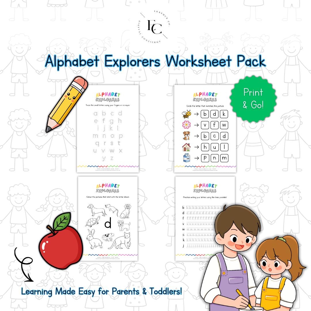 Alphabet Explorers: Fun Printable Worksheets for Preschoolers - Etsy