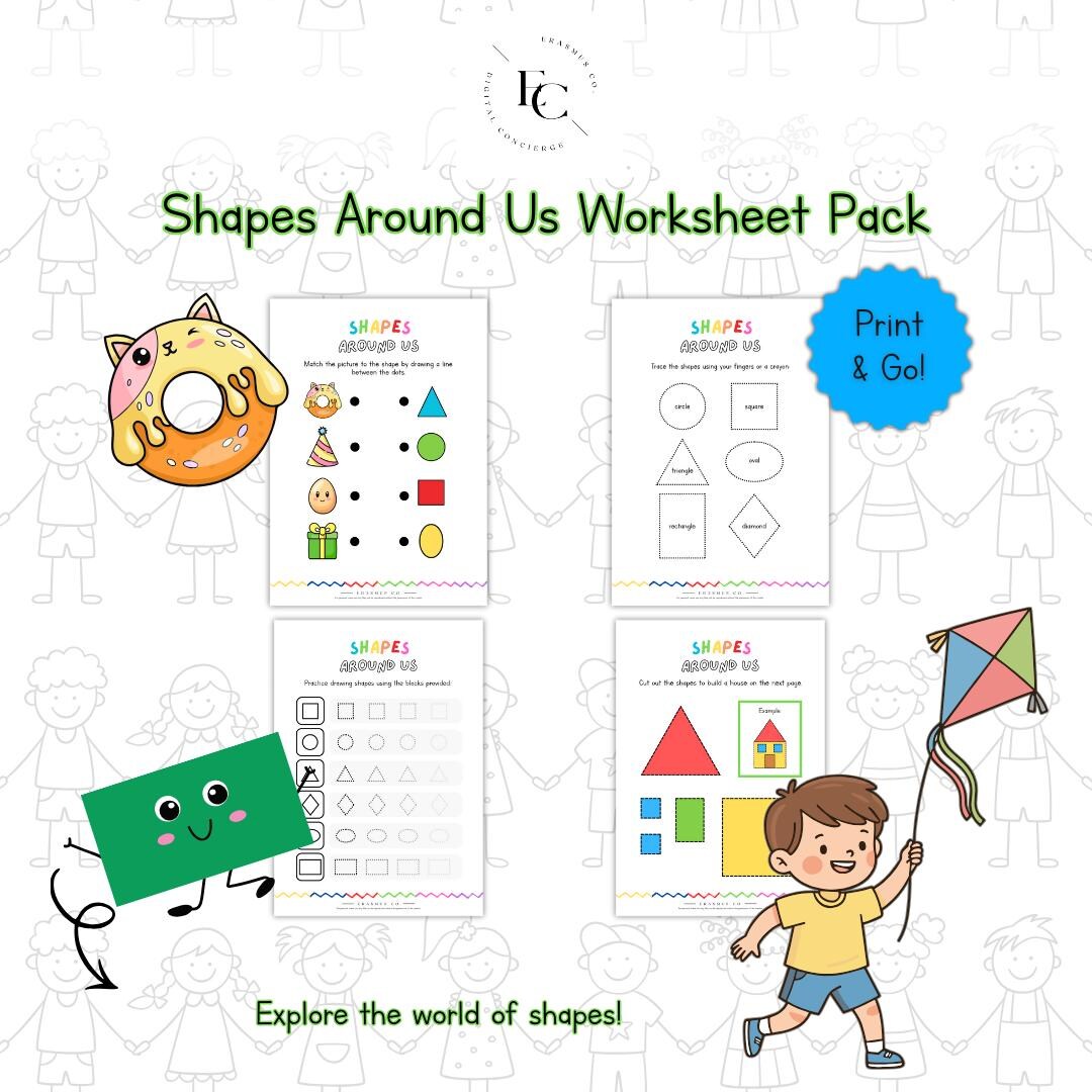 Shapes Around Us: 10 Easy, Print-and-go Worksheets for Preschool Kids ...