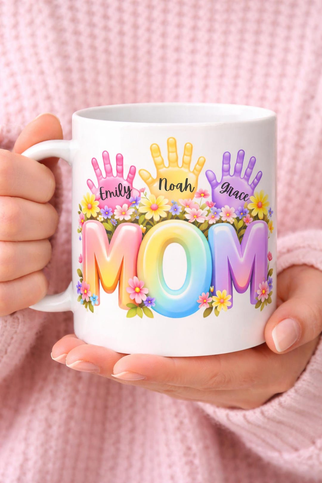 Custom Mom Mug Wrap Pngs up to 5 Kids | 3D Inflated Mama Mug Design ...