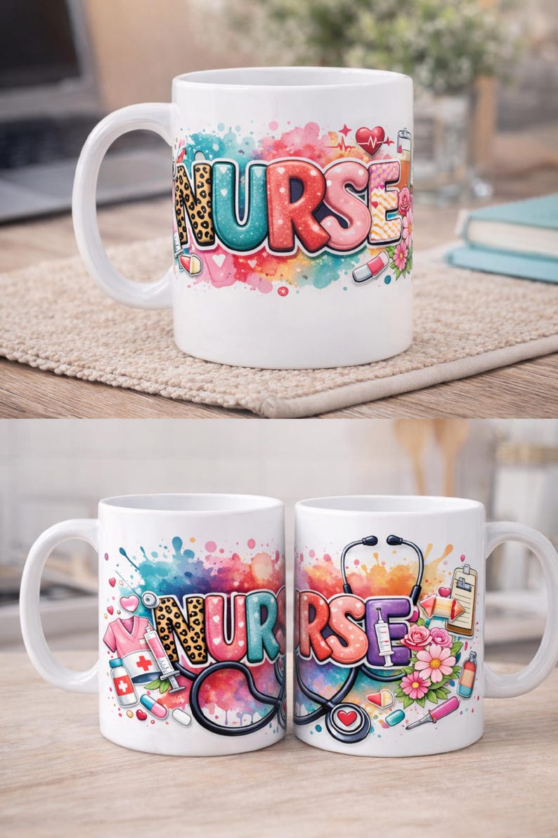 Nurse Life Sublimation Mug Wrap PNG | 11oz Coffee Cup Design | Nurse ...