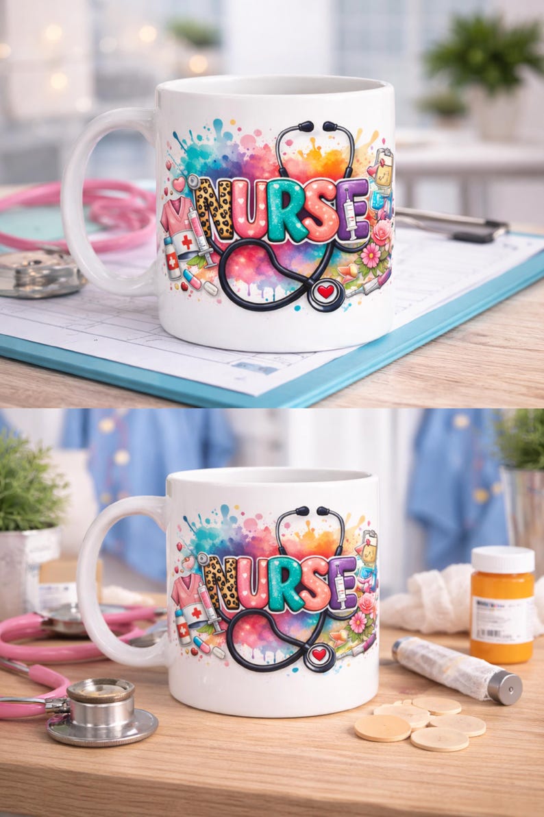 Nurse Life Sublimation Mug Wrap PNG | 11oz Coffee Cup Design | Nurse ...