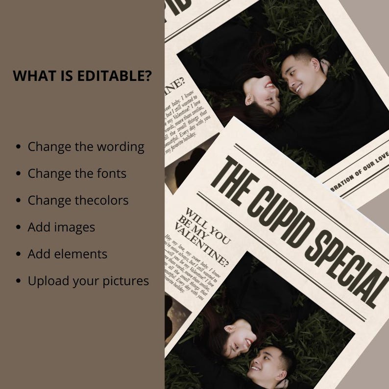 The Cupid Special | Newspaper Template | Printable Personalized Gift ...