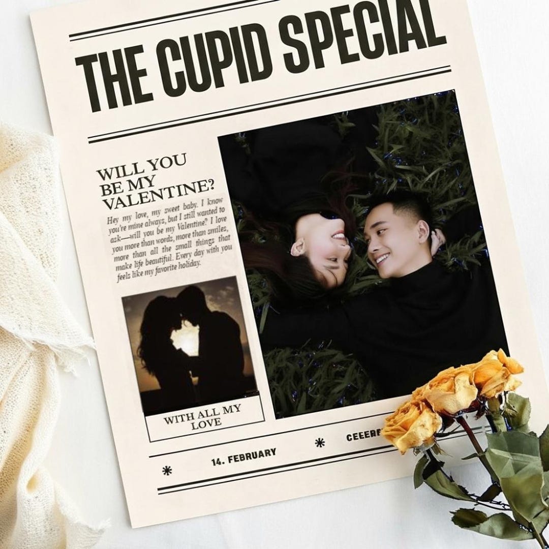 The Cupid Special | Newspaper Template | Printable Personalized Gift ...