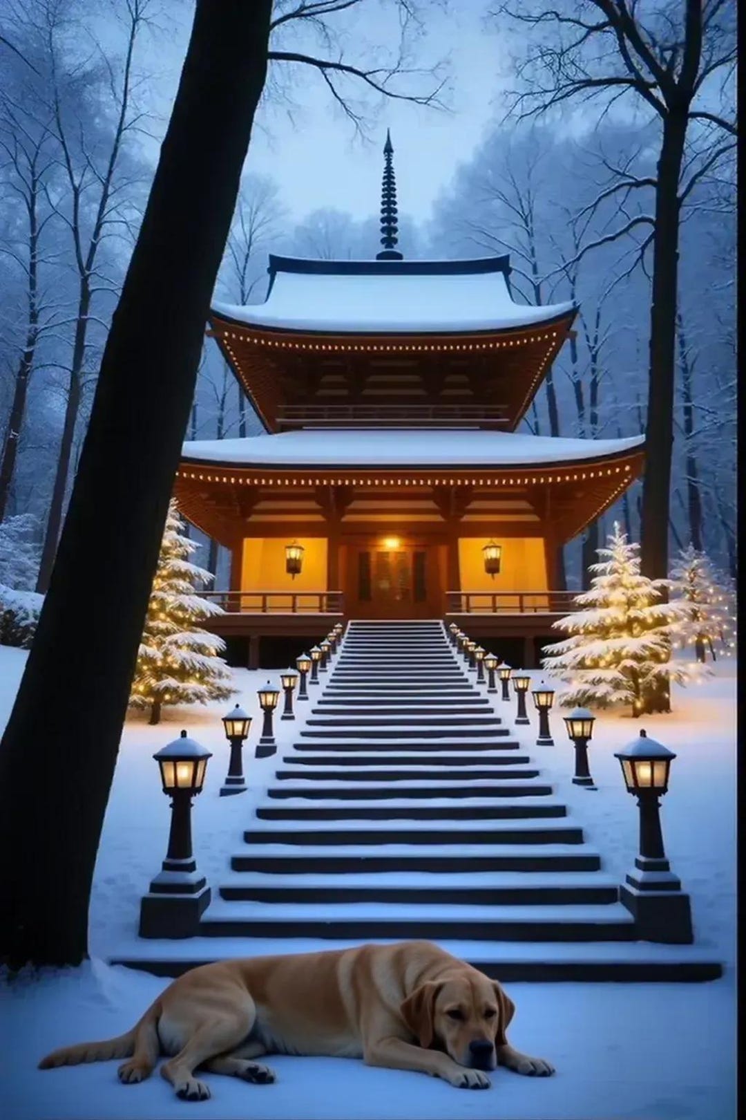Peaceful Dog at a Japanese Temple - Etsy