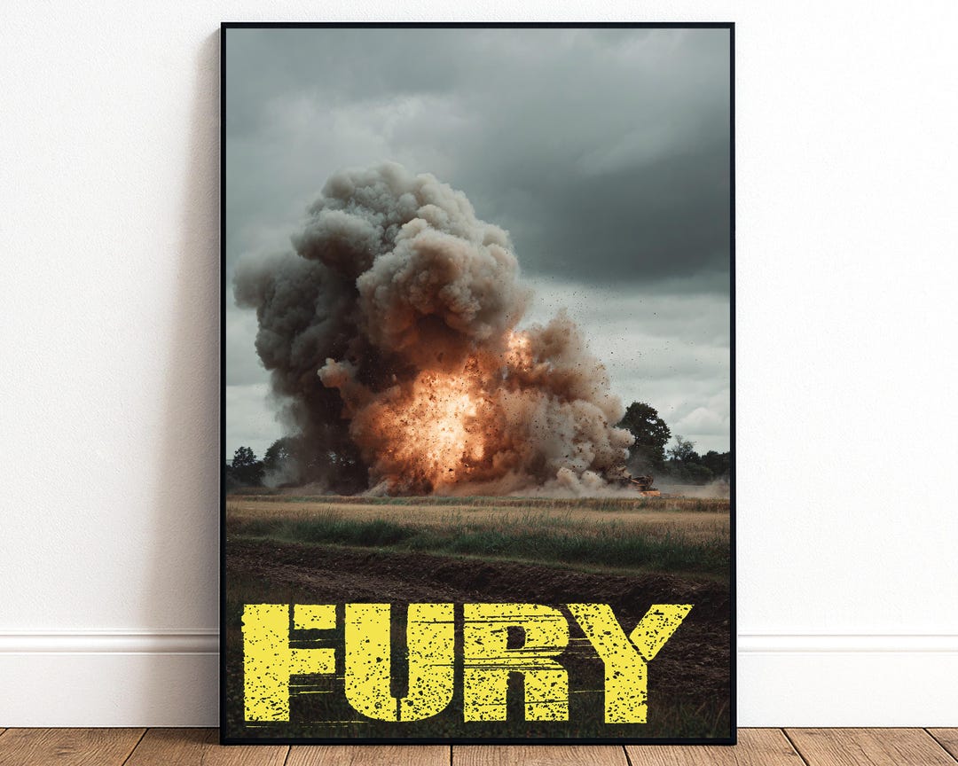 Fury Inspired WWII Tank Explosion Print | War Movie Wall Art | Military ...