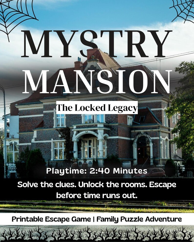 Mystery Mansion Escape Room Printable | Family & Kids Puzzle Game ...