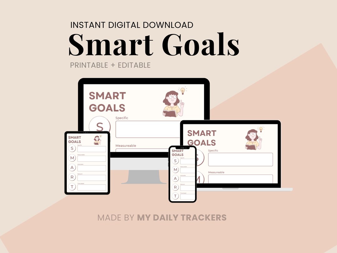 SMART Goals Template Digital Download Goal Setting Workbook PDF ...