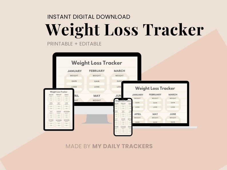 Weight Loss Tracker Digital Download Body Transformation Log PDF ...