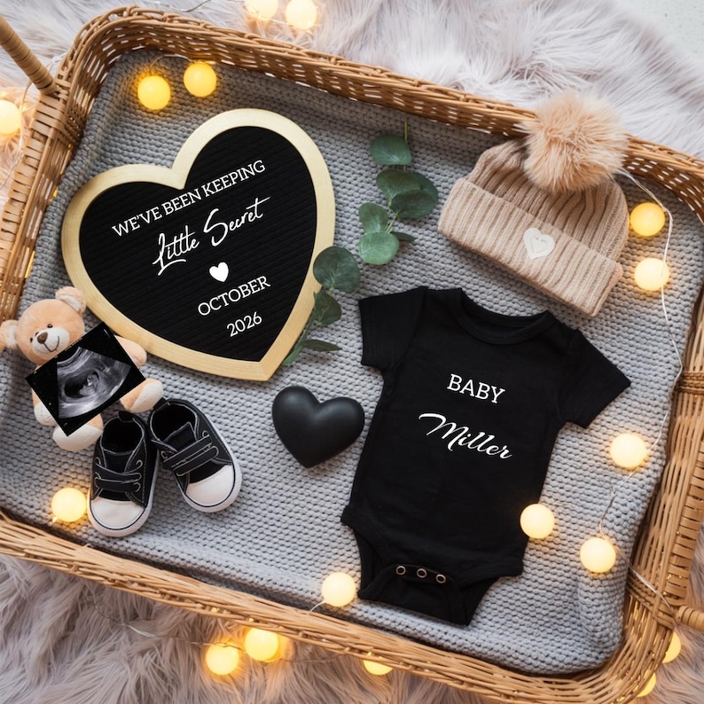 Editable Pregnancy Announcement, Canva Template, Gender Neutral Baby ...
