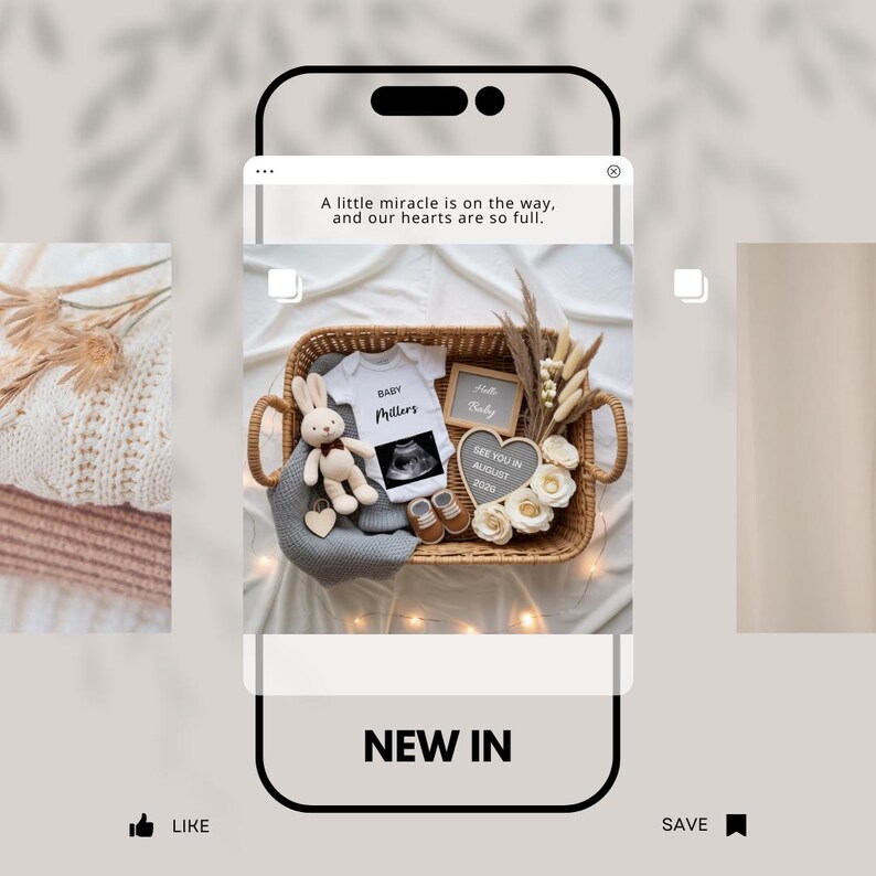 Pregnancy Announcement 2026, Canva Template, Baby Reveal 2026, Editable ...