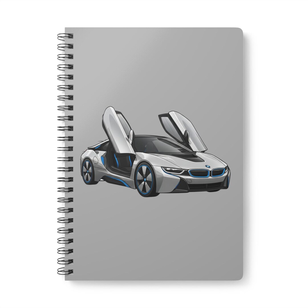 Bmw I8 A5 Sports Car Spiral Notebook — Grey Bmw I8 Design, Lined ...