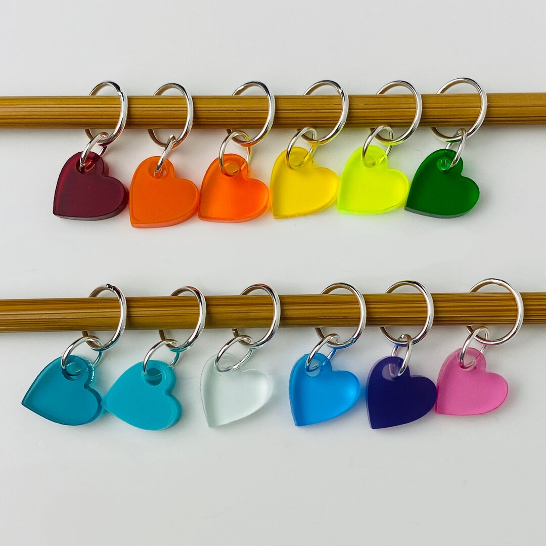 Heart Stitch Markers Acrylic Soldered Ring Marker Set of - Etsy