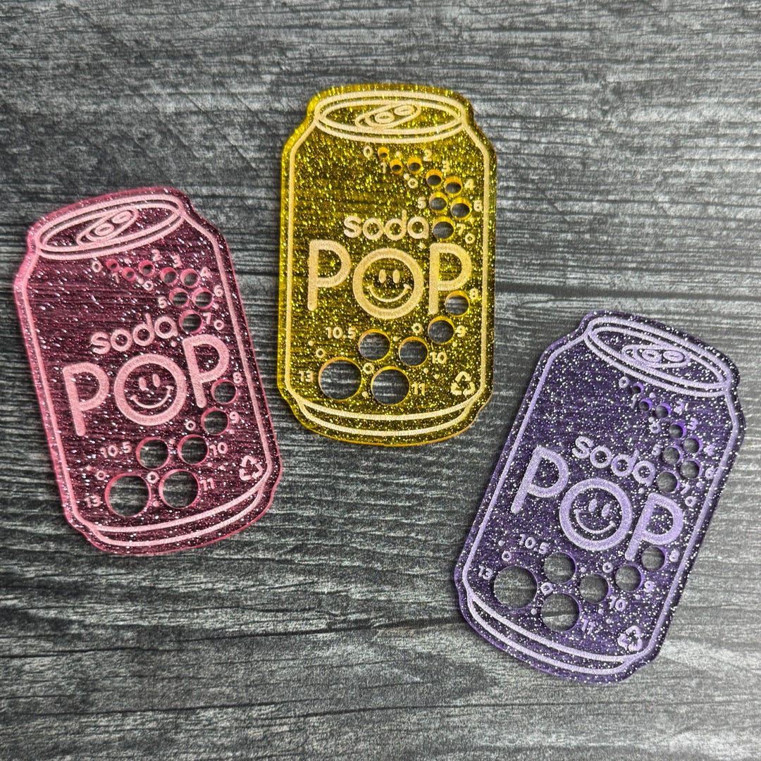 Soda Pop Knitting Needle Gauge • Laser Cut Acrylic • Sizes 0 to 13 - Etsy