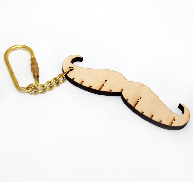 Mustache Ruler Keychain Laser Cut Wood Keychain | Etsy