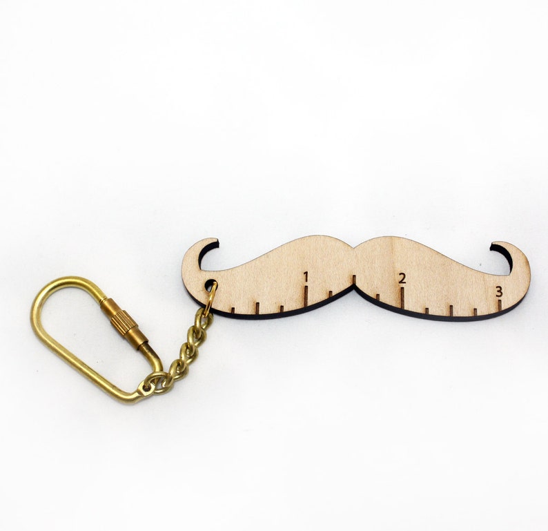 Mustache Ruler Keychain Laser Cut Wood Keychain | Etsy