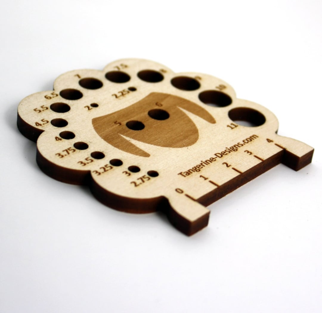 Sheep METRIC Knitting Needle Gauge, Laser Cut Wood, Sizes 2 to 11 ...